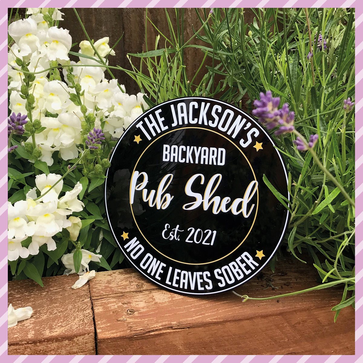 Personalised Circular Pub Shed Sign | Garden Pub | Family Name | Oh So ...