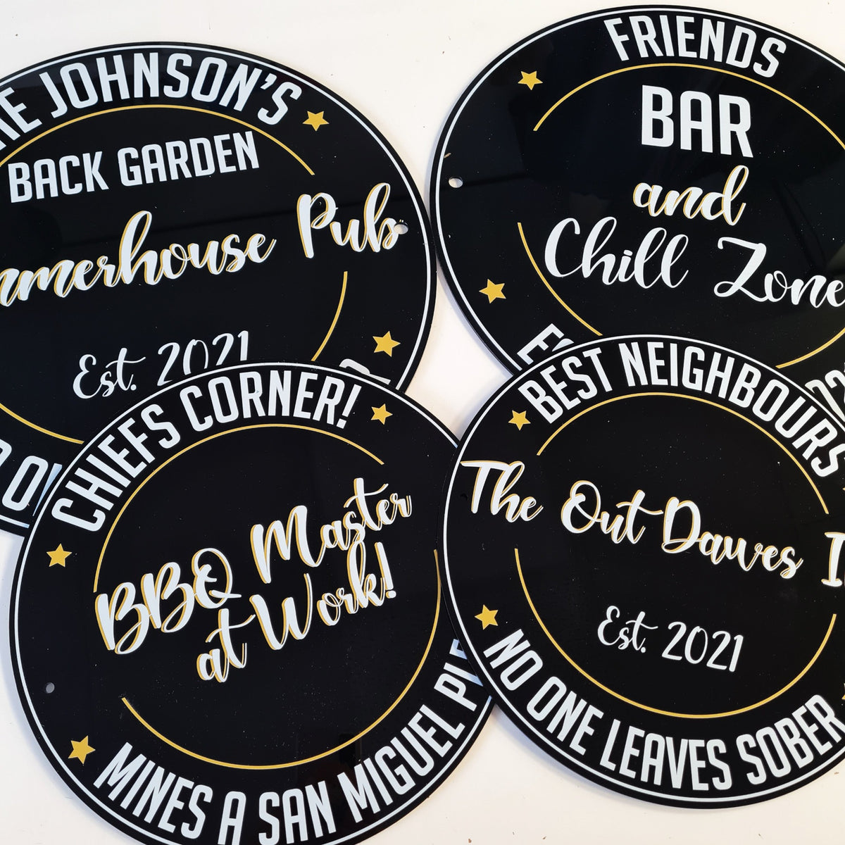 Personalised Circular Pub Shed Sign | Garden Pub | Family Name | Oh So ...