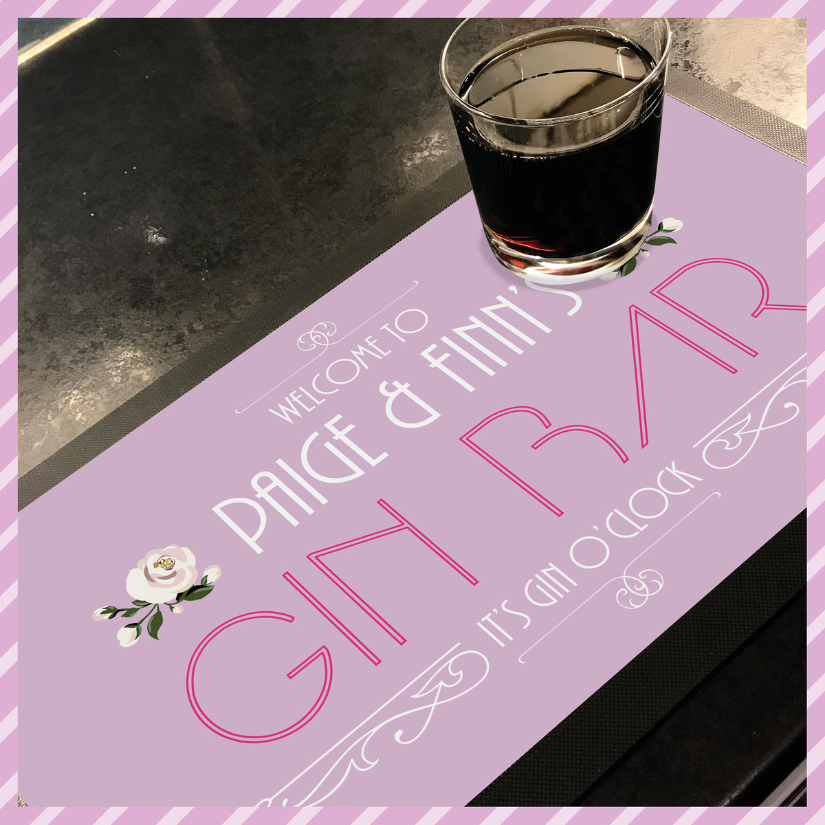 Personalised Elegant Bar Runner | Pub Shed Accessory | Home Gin Bar ...