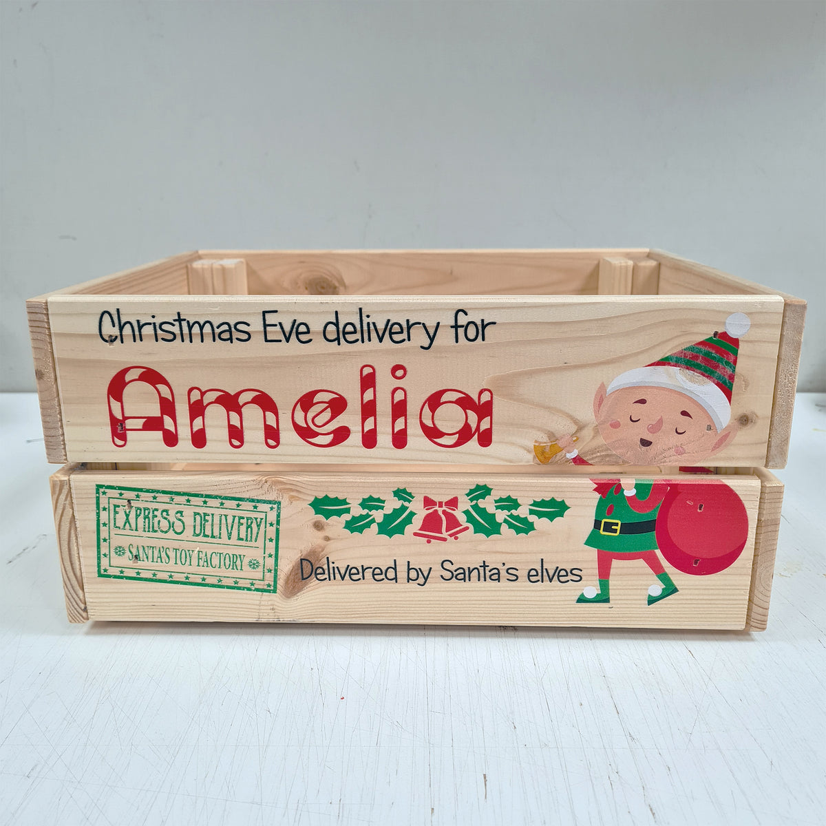Elf Delivery Christmas Eve Crate | Personalised Xmas Box Decorations ...